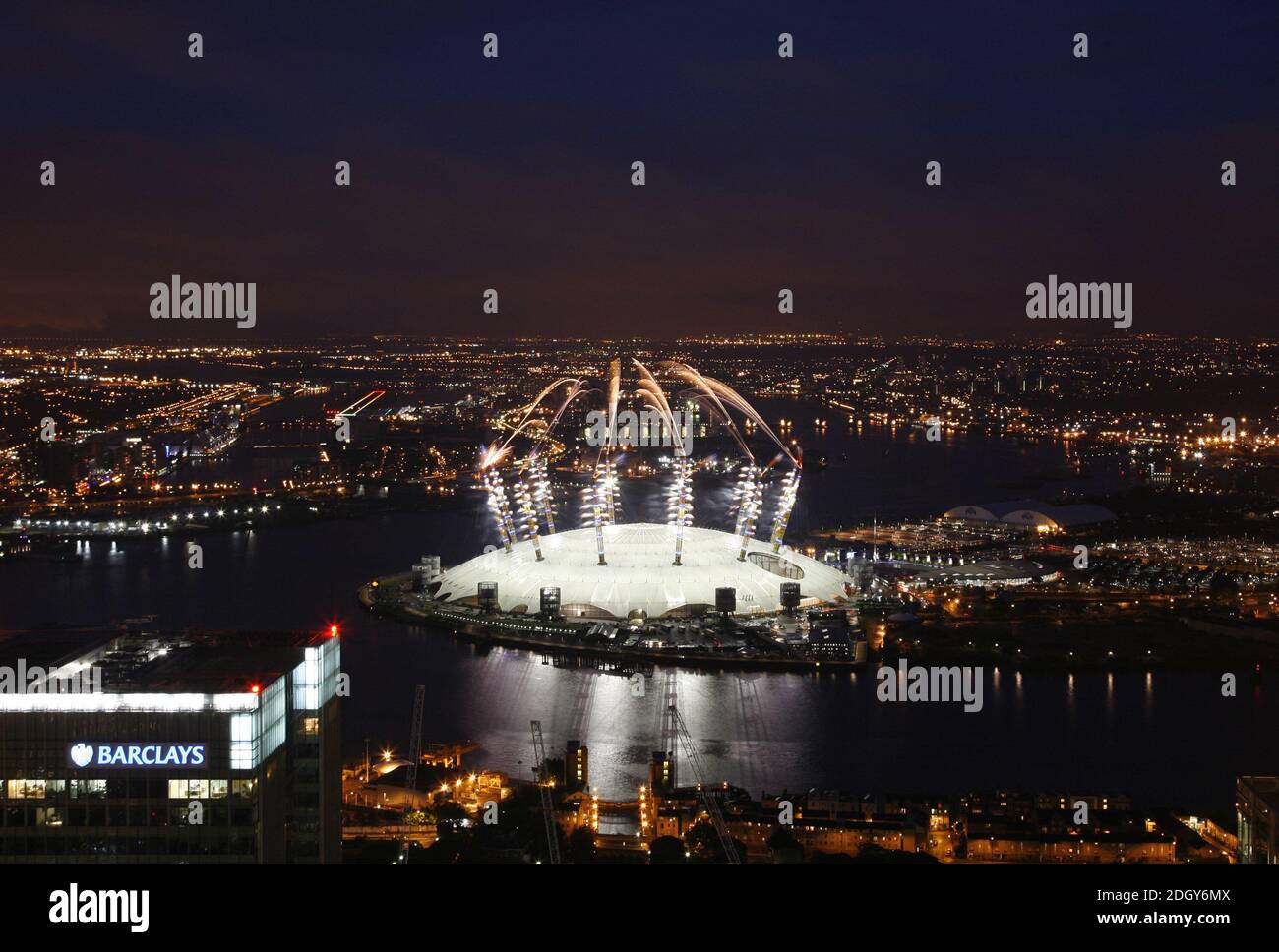 Fireworks in the London sky above the O2 Arena to help launch it's ...