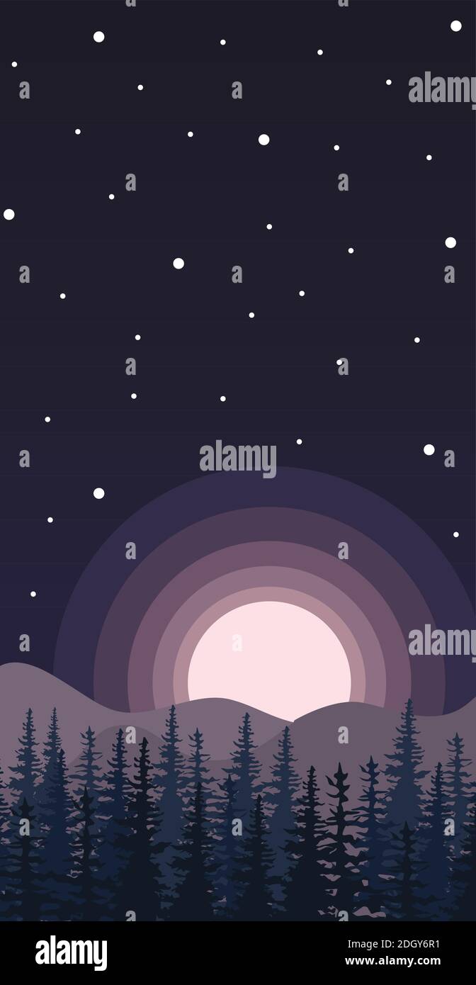 Moon setting forest Stock Vector Images - Alamy
