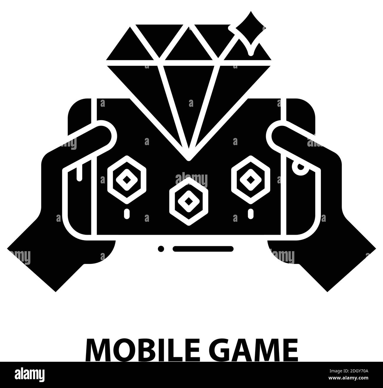 mobile game icon, black vector sign with editable strokes, concept ...