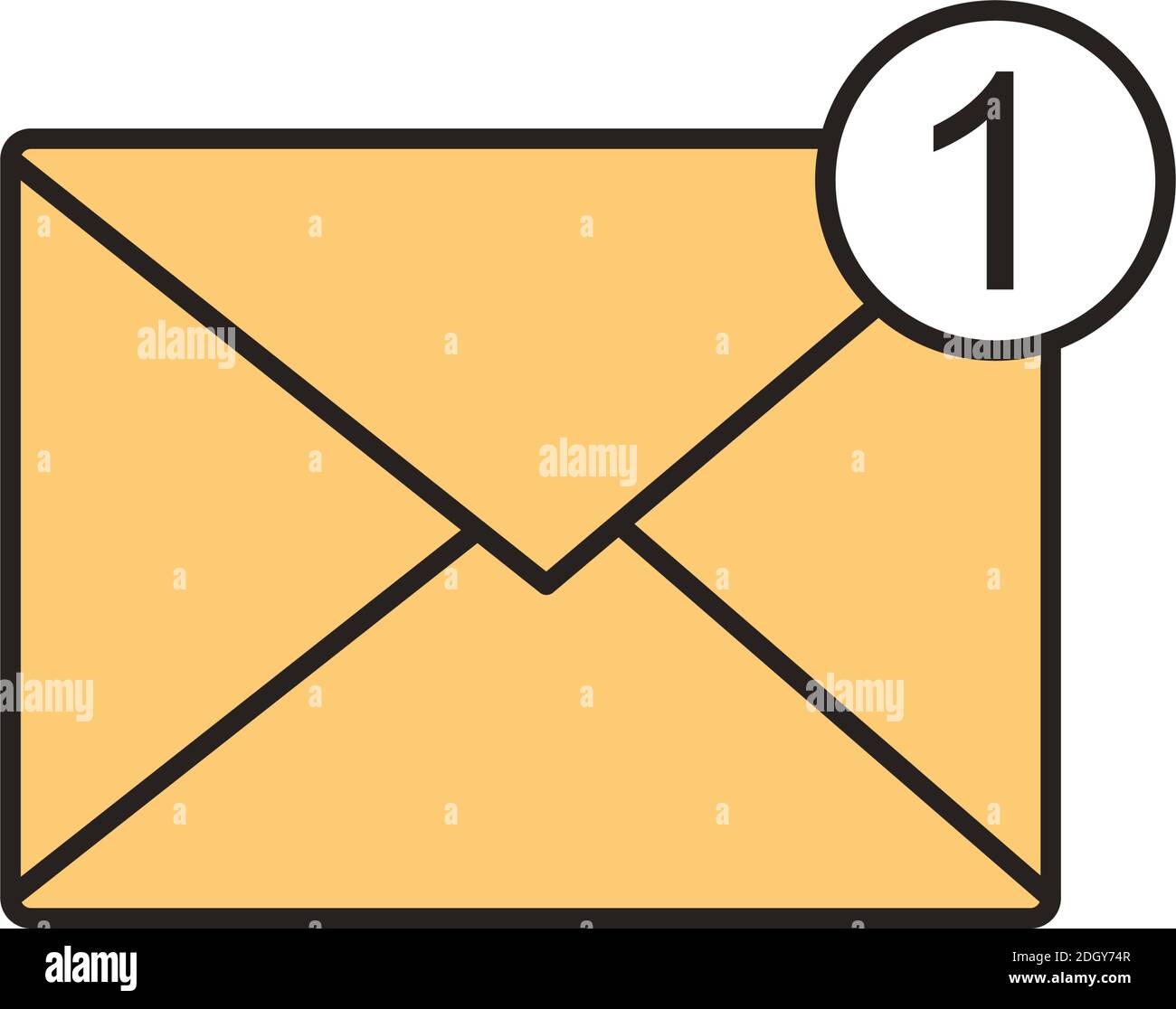 envelope mail with number one line and fill style icon vector ...