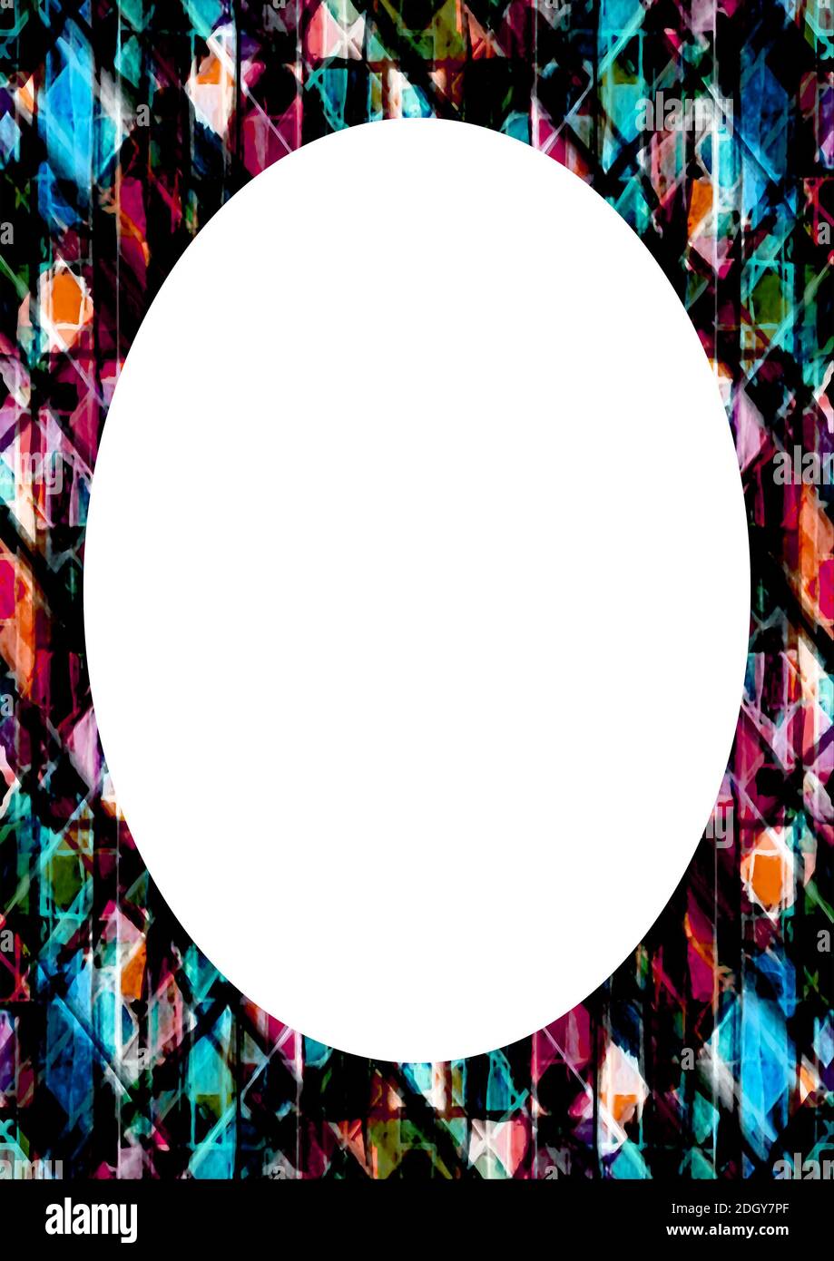 White Frame With Abstract Decorated Rounded Borders Stock Photo - Alamy