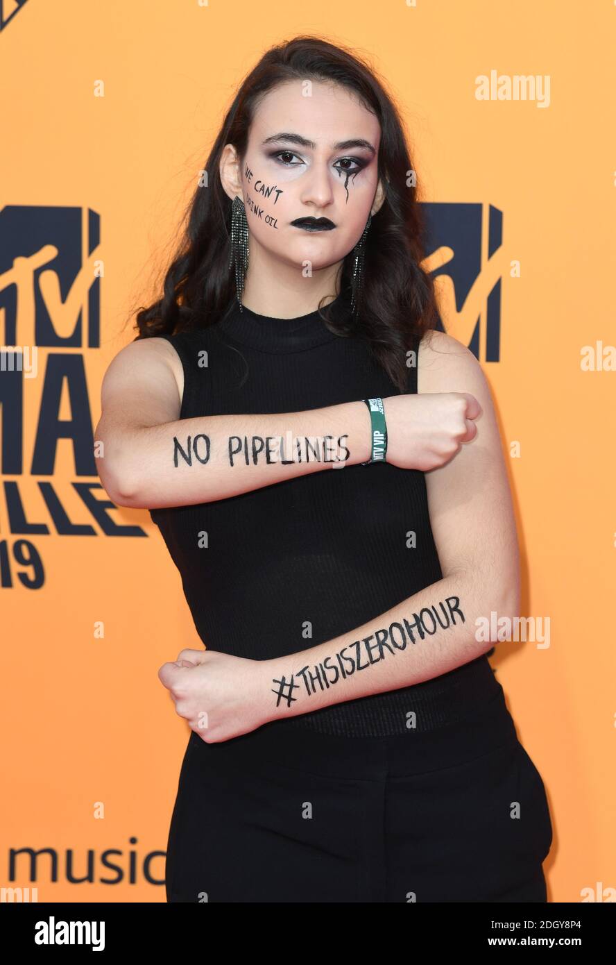 Jamie Margolin attending the MTV Europe Music Awards 2019, held at the ...