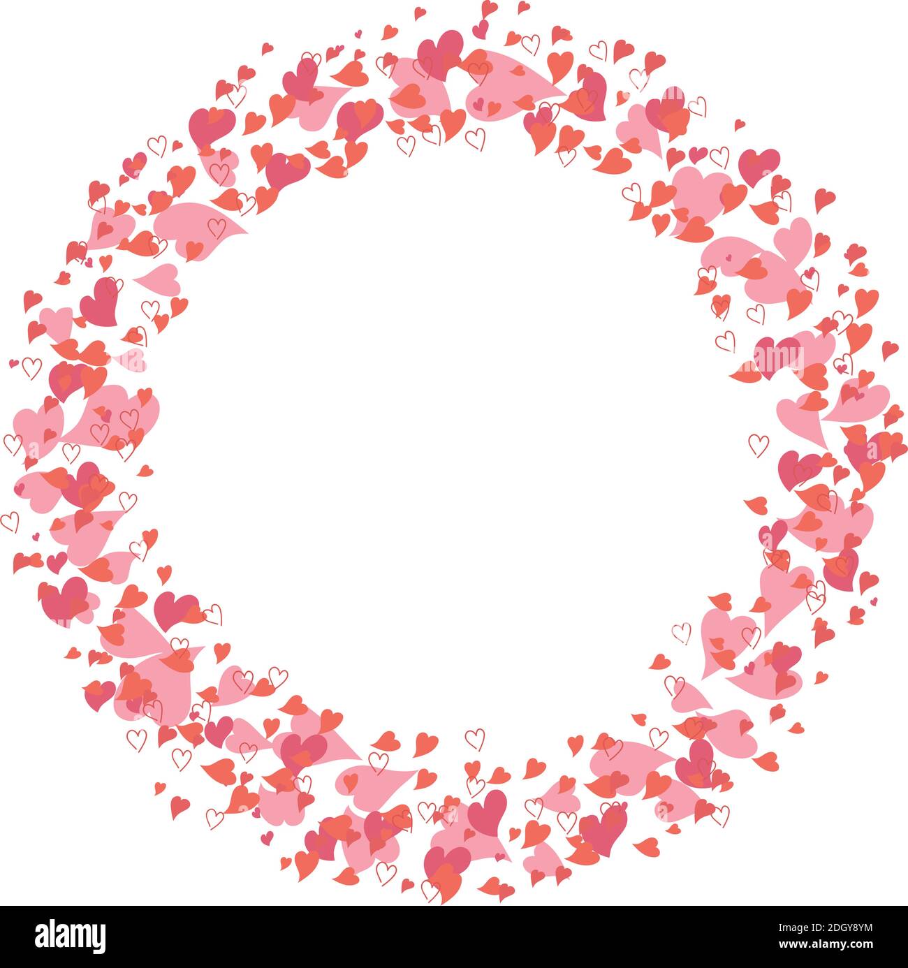 circle frame of hearts for Valentine. Template for card, poster, print ...