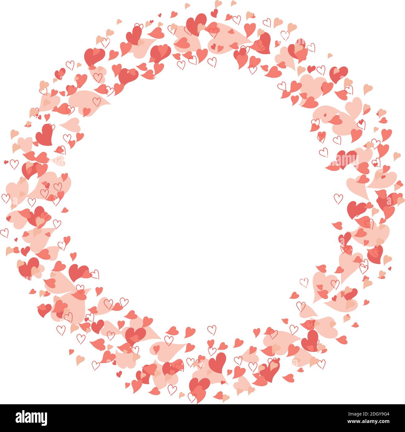 circle frame of hearts for Valentine. Template for card, poster, print ...