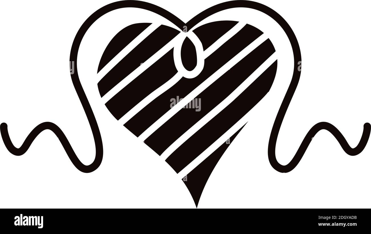 striped heart love romantic silhouette style vector illustration design ...