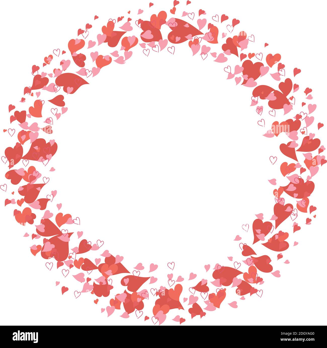 circle frame of hearts for Valentine. Template for card, poster, print ...