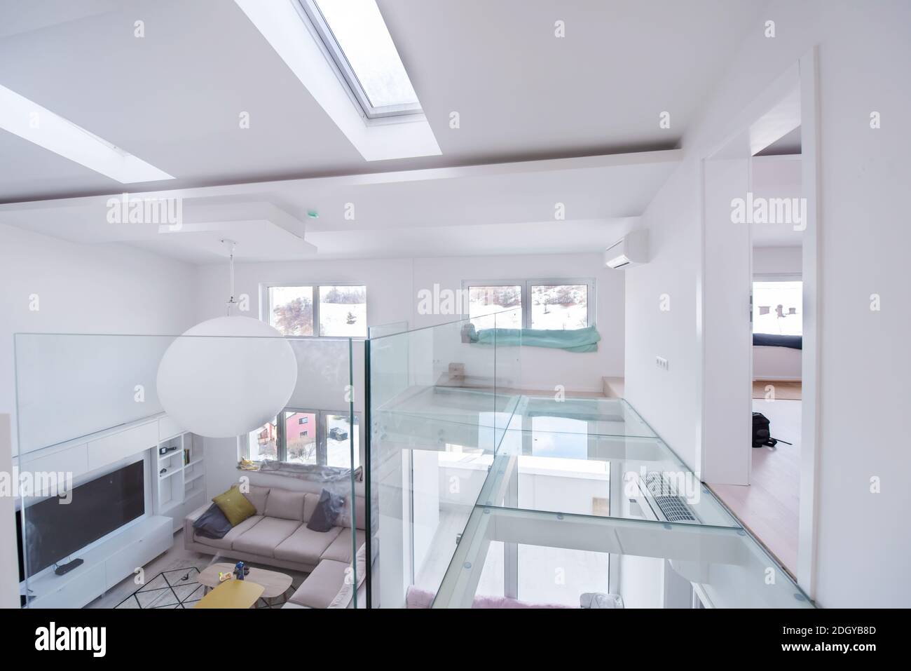 Interior of a two level apartment Stock Photo - Alamy