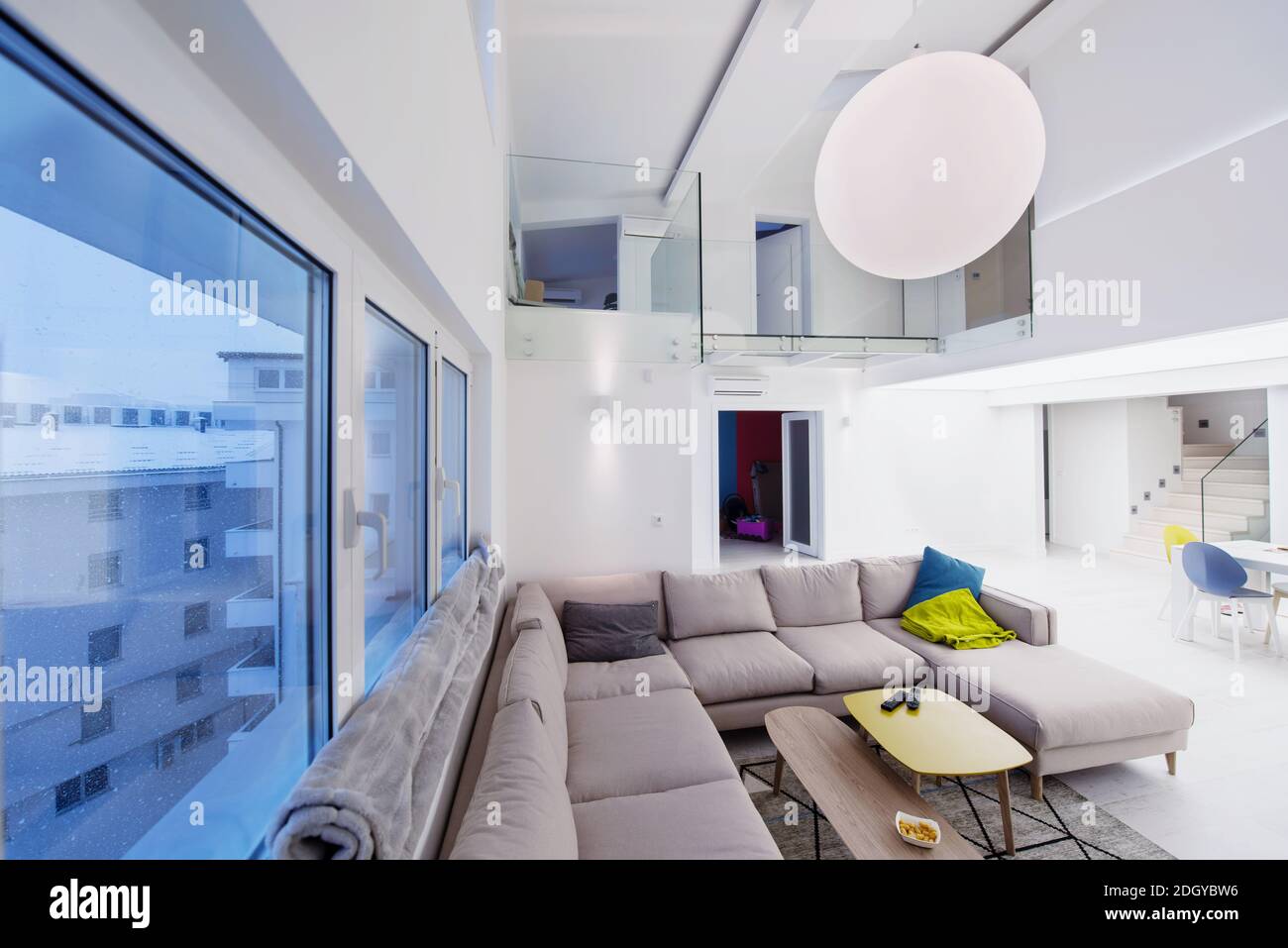 Interior of a two level apartment Stock Photo - Alamy