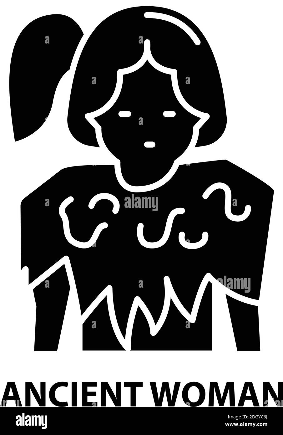 ancient woman icon, black vector sign with editable strokes, concept ...