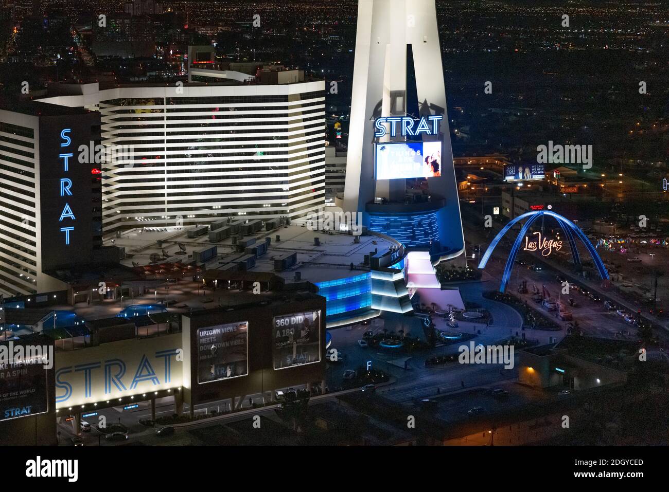 Strat, Stratosphere, Hotel and Casino, at night Stock Photo - Alamy