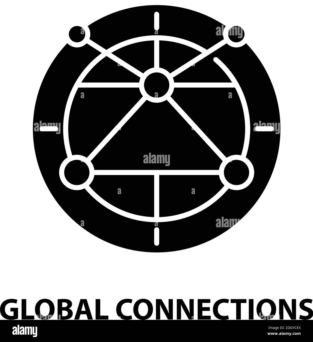 global connections icon, black vector sign with editable strokes ...