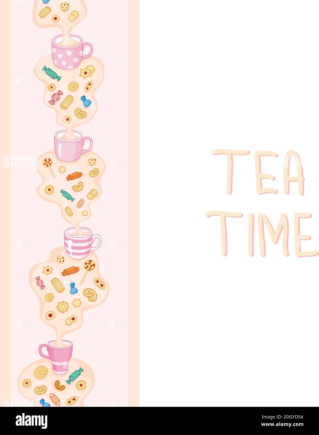 Color seamless border tea time. Template for card, poster, print Stock ...