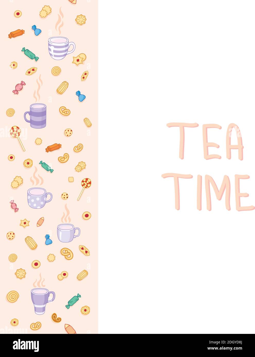 Color seamless border tea time. Template for card, poster, print Stock ...