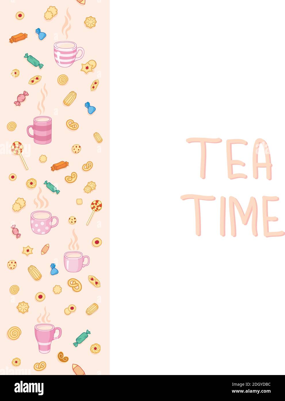 Color seamless border tea time. Template for card, poster, print Stock ...