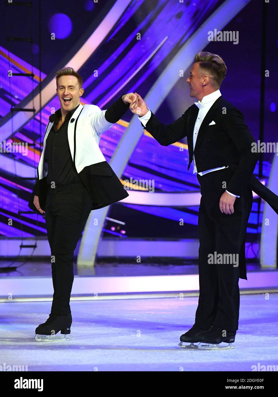 Matt Evers (right) and Ian "H" Watkins attending the Dancing on Ice ...