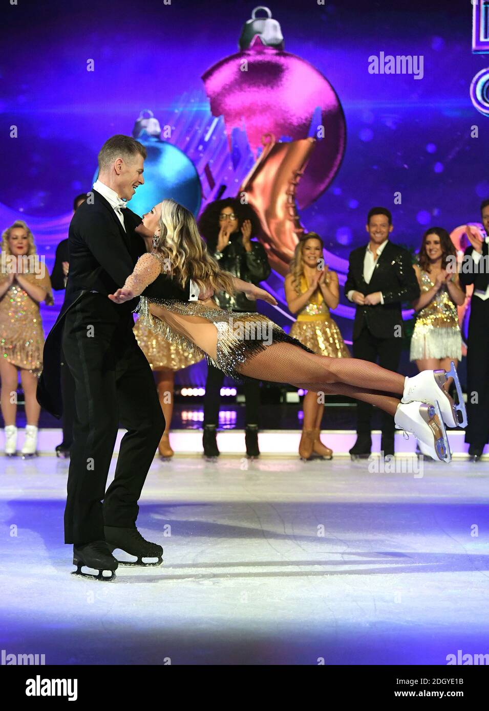 Hamish Gaman (left) and Caprice Bourret attending the Dancing on Ice ...