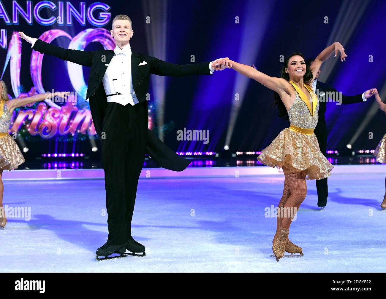 Hamish Gaman (left) and Vanessa Bauer attending the Dancing on Ice 2020 ...