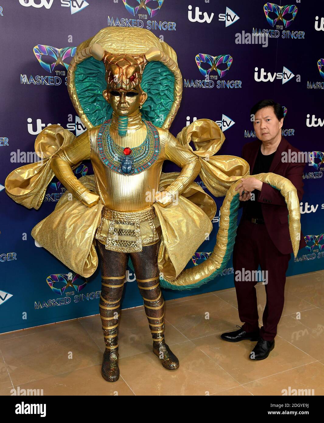 A person dressed as a Pharaoh and Ken Jeong attending The Masked Singer ...