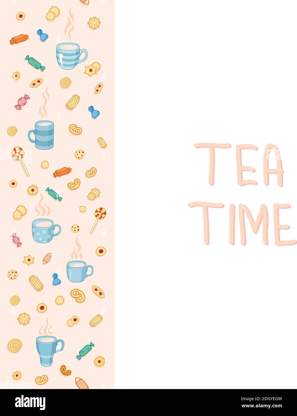 Color seamless border tea time. Template for card, poster, print Stock ...