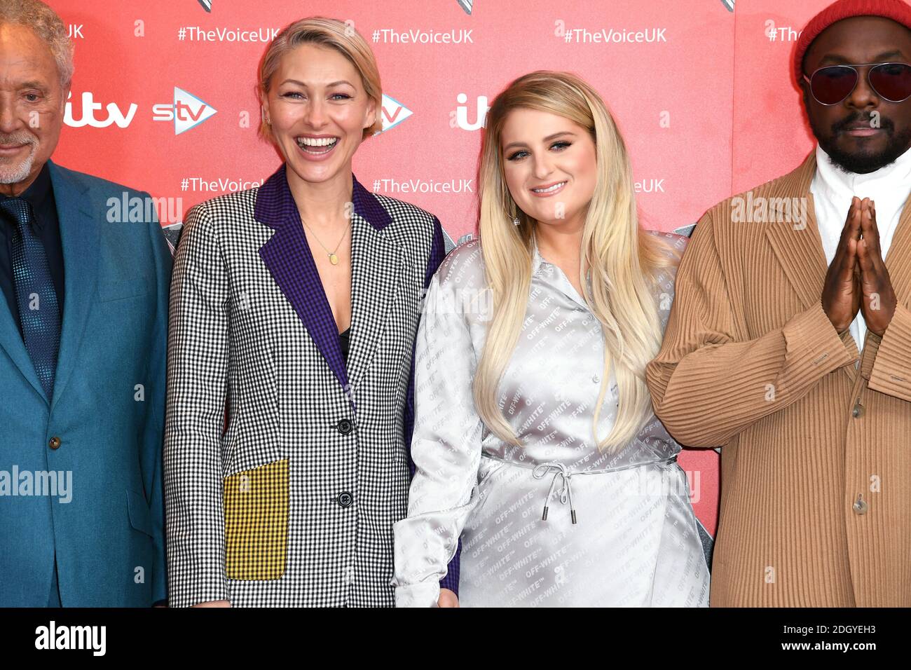 Tom Jones, Emma Willis, Meghan Trainor and will.i.am (left to right ...