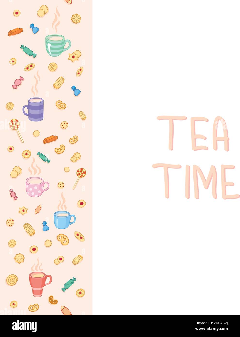 Color seamless border tea time. Template for card, poster, print Stock ...