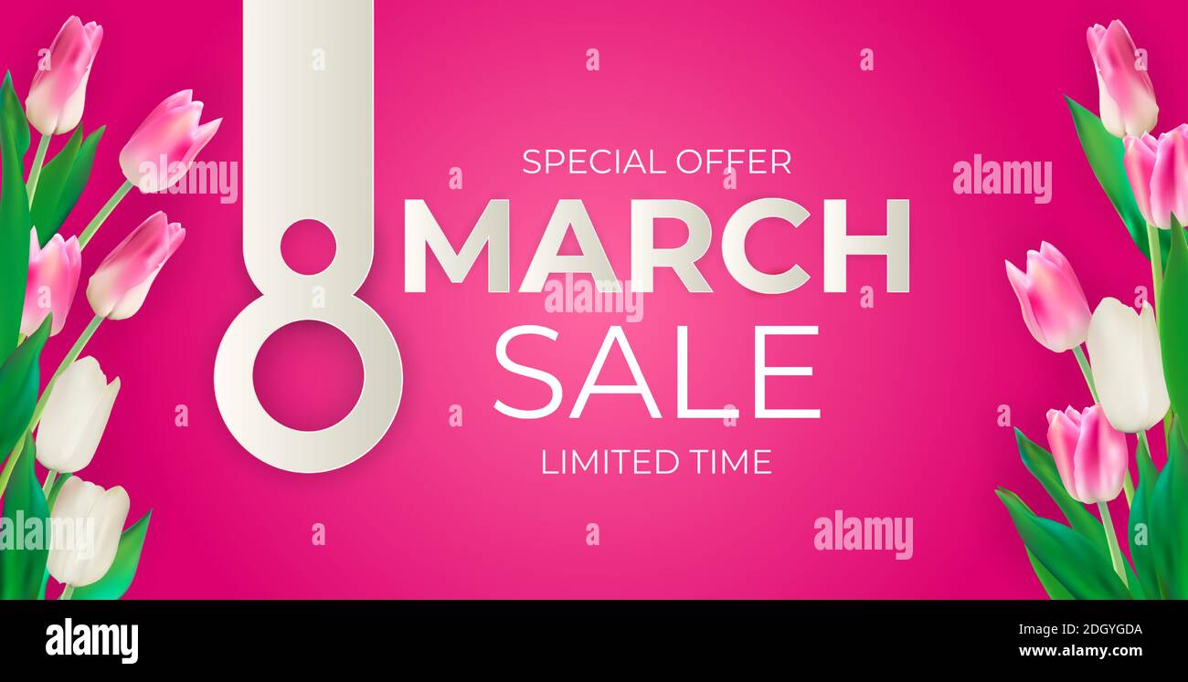 8 March sale banner Background Design. Template for advertising, web ...