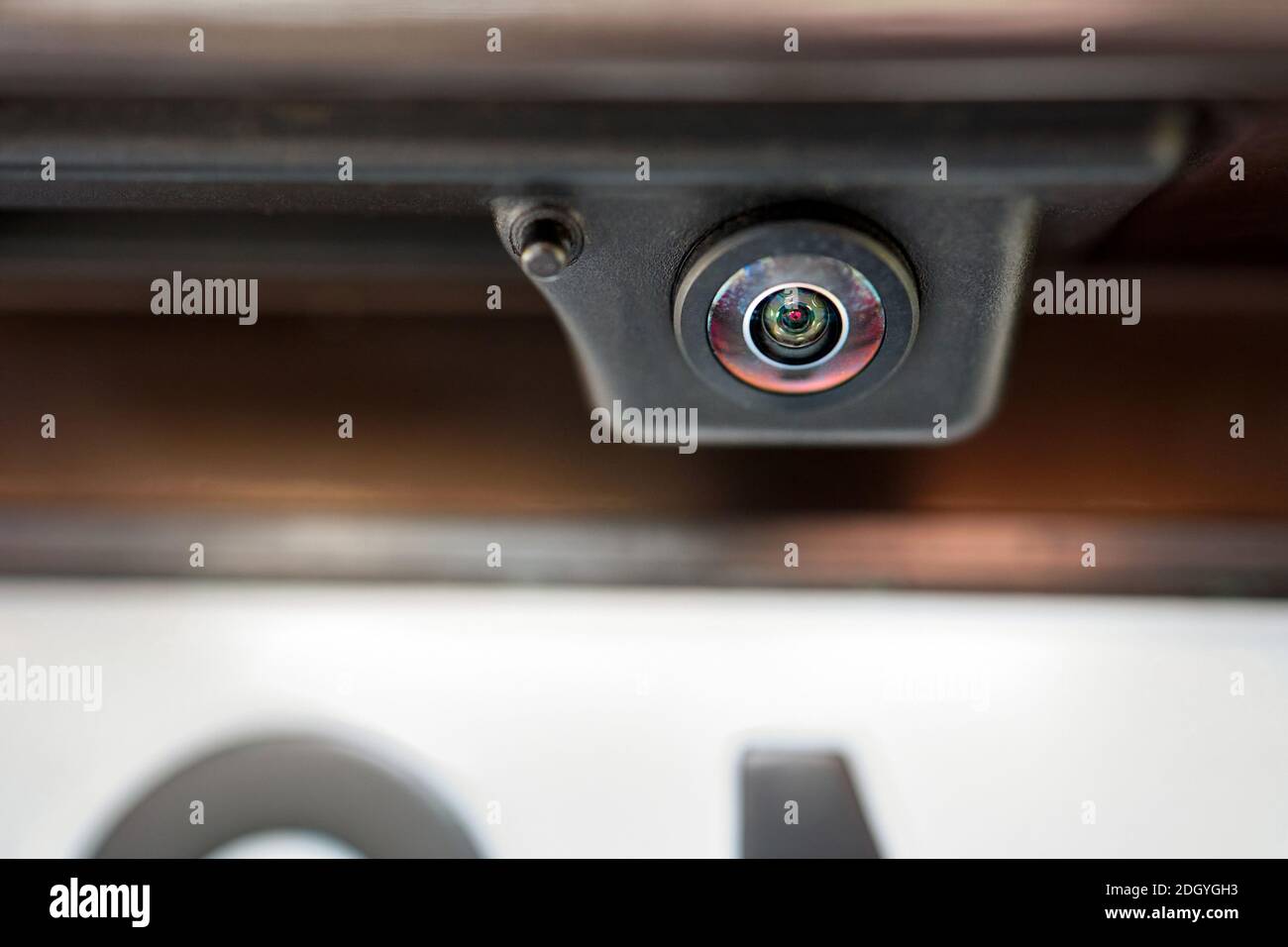 Luxury back car rear view camera close up for parking assistance macro ...