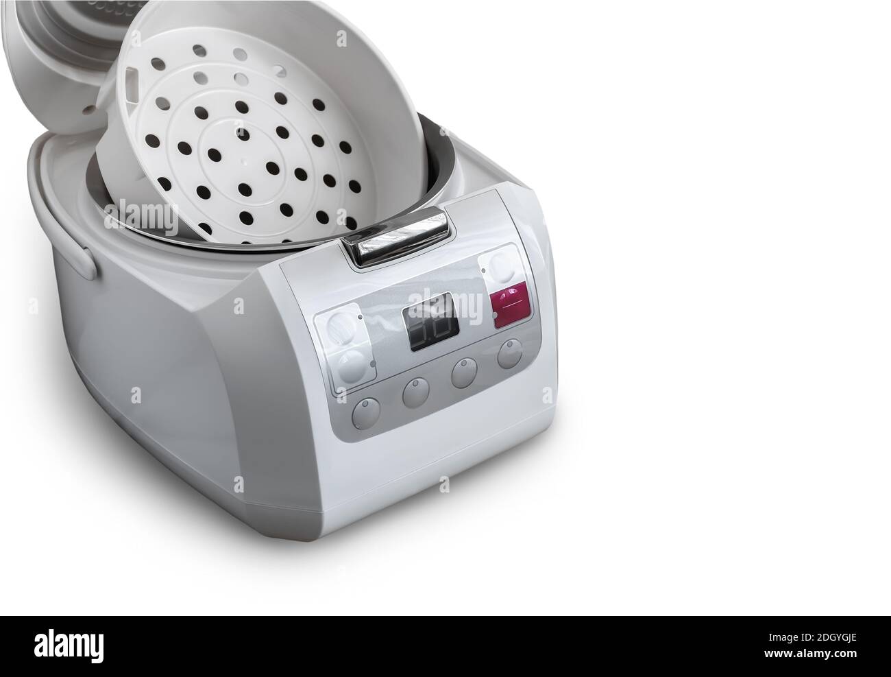 Modern electric slow cooker on a white background Stock Photo - Alamy