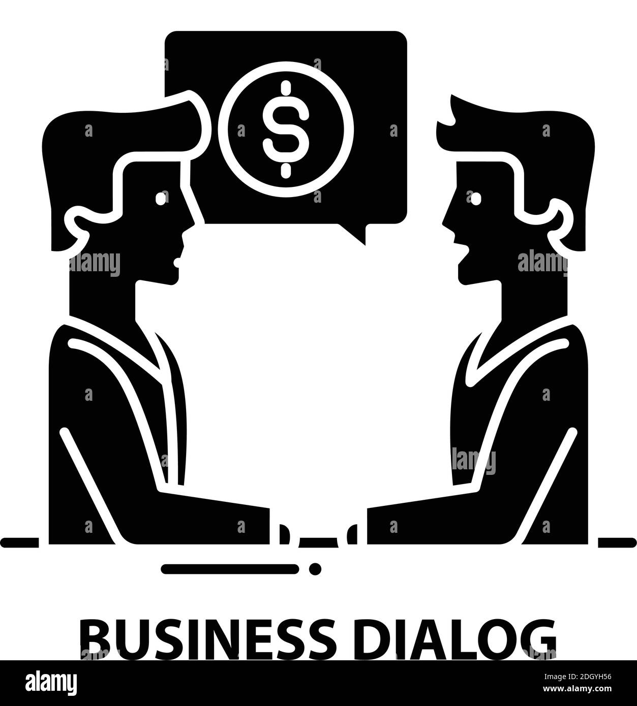 business dialog symbol icon, black vector sign with editable strokes ...