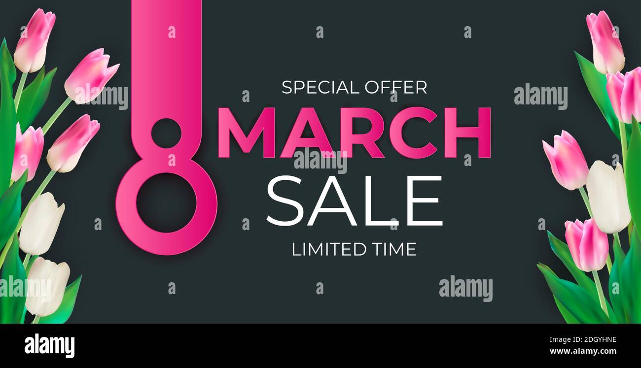 8 March sale banner Background Design. Template for advertising, web ...