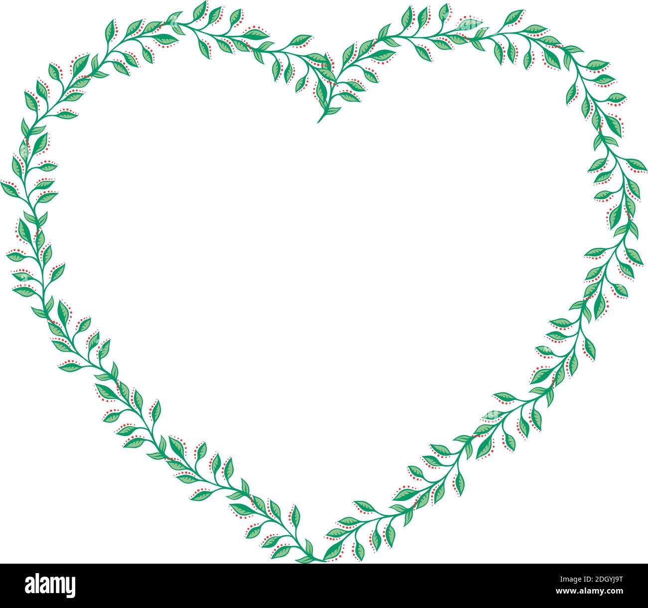 Heart frame with leaves on a white background Stock Vector Image & Art ...
