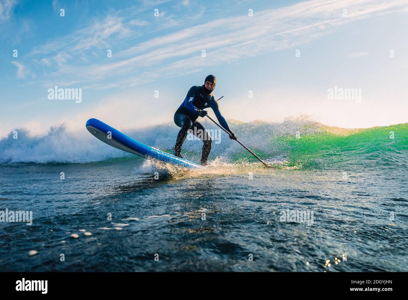 December 8, 2020. Anapa, Russia. Stand Up Paddle surfing on waves ...