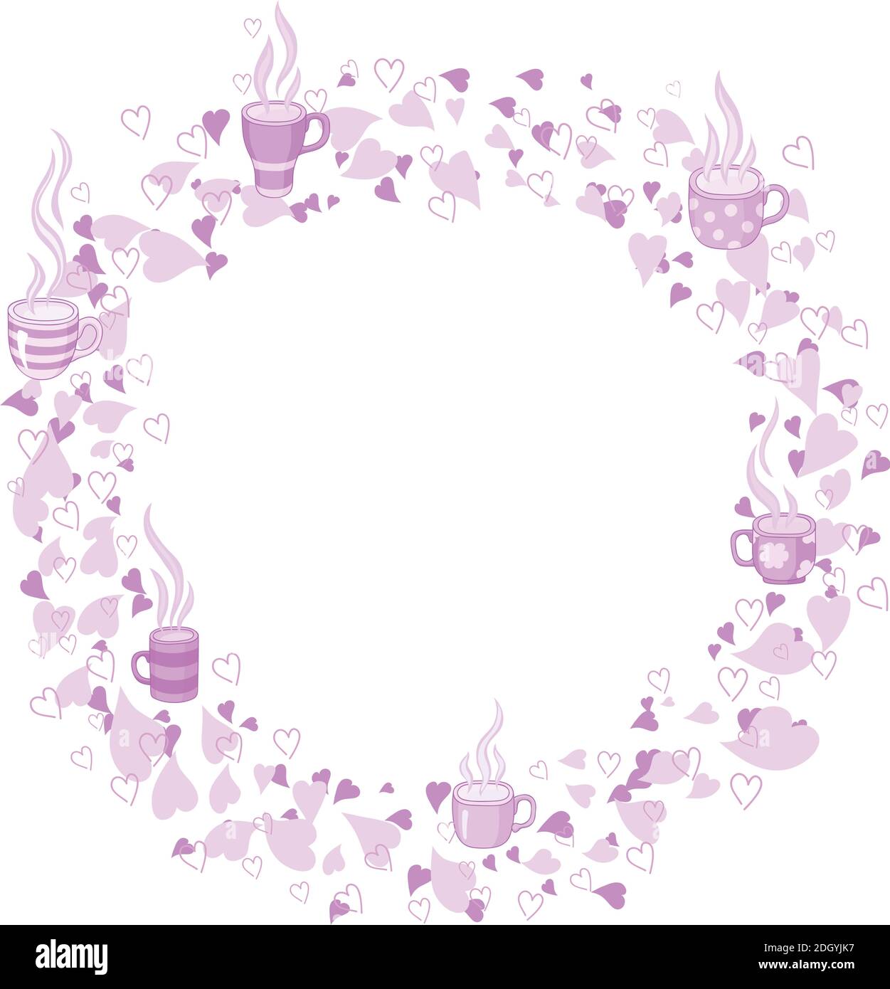 Circle frame of tea and heart. Template for card, poster, print Stock ...