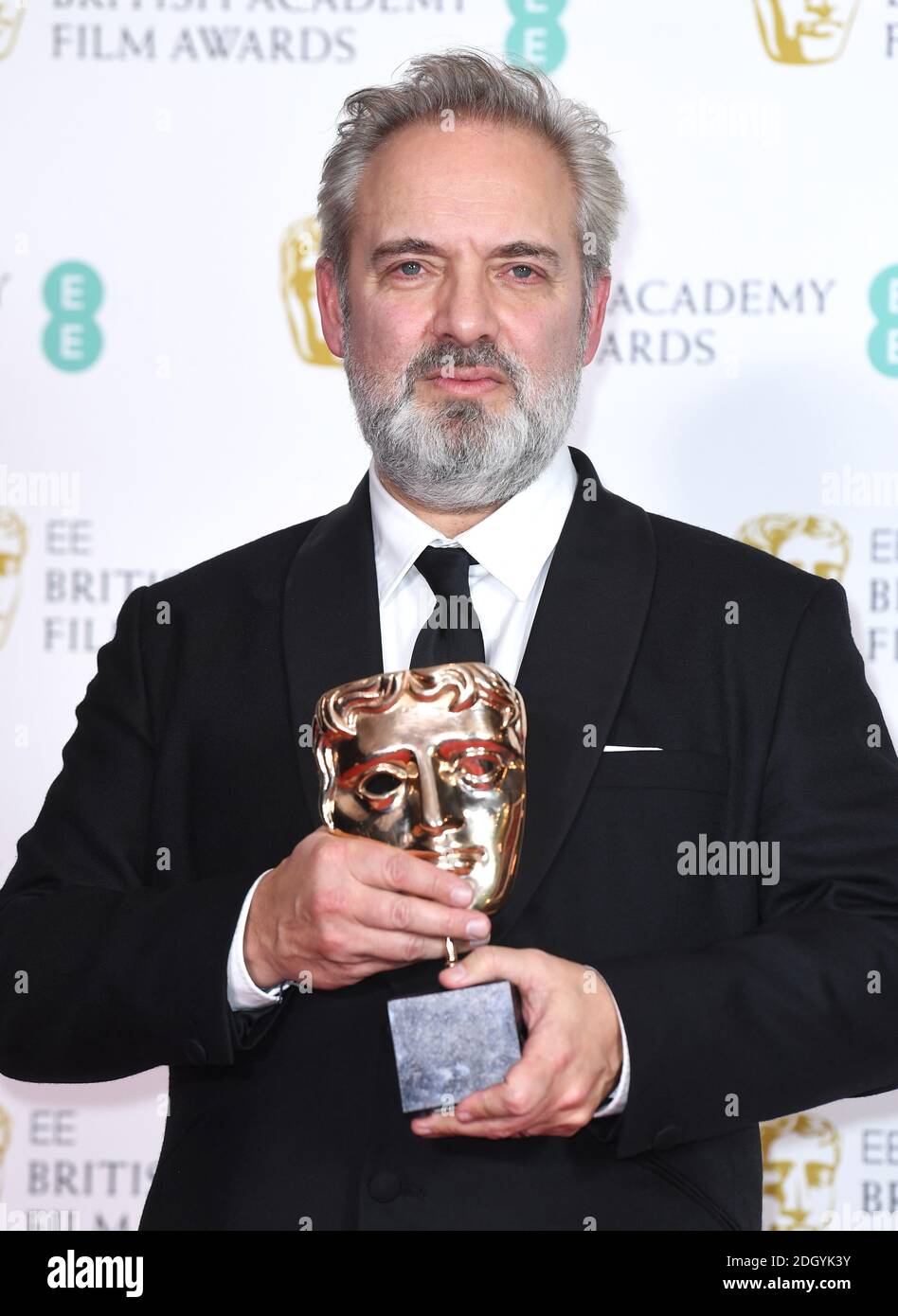 Sam Mendes in the press room after winning the award for Best Film with ...