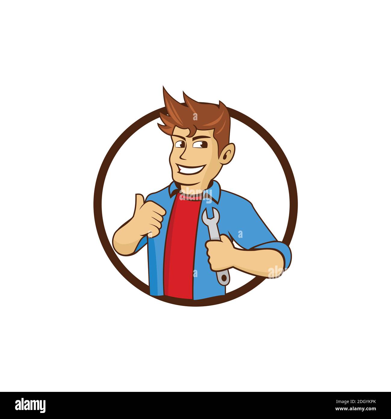 Boy cartoon character holding a wrench design illustration Stock Vector ...
