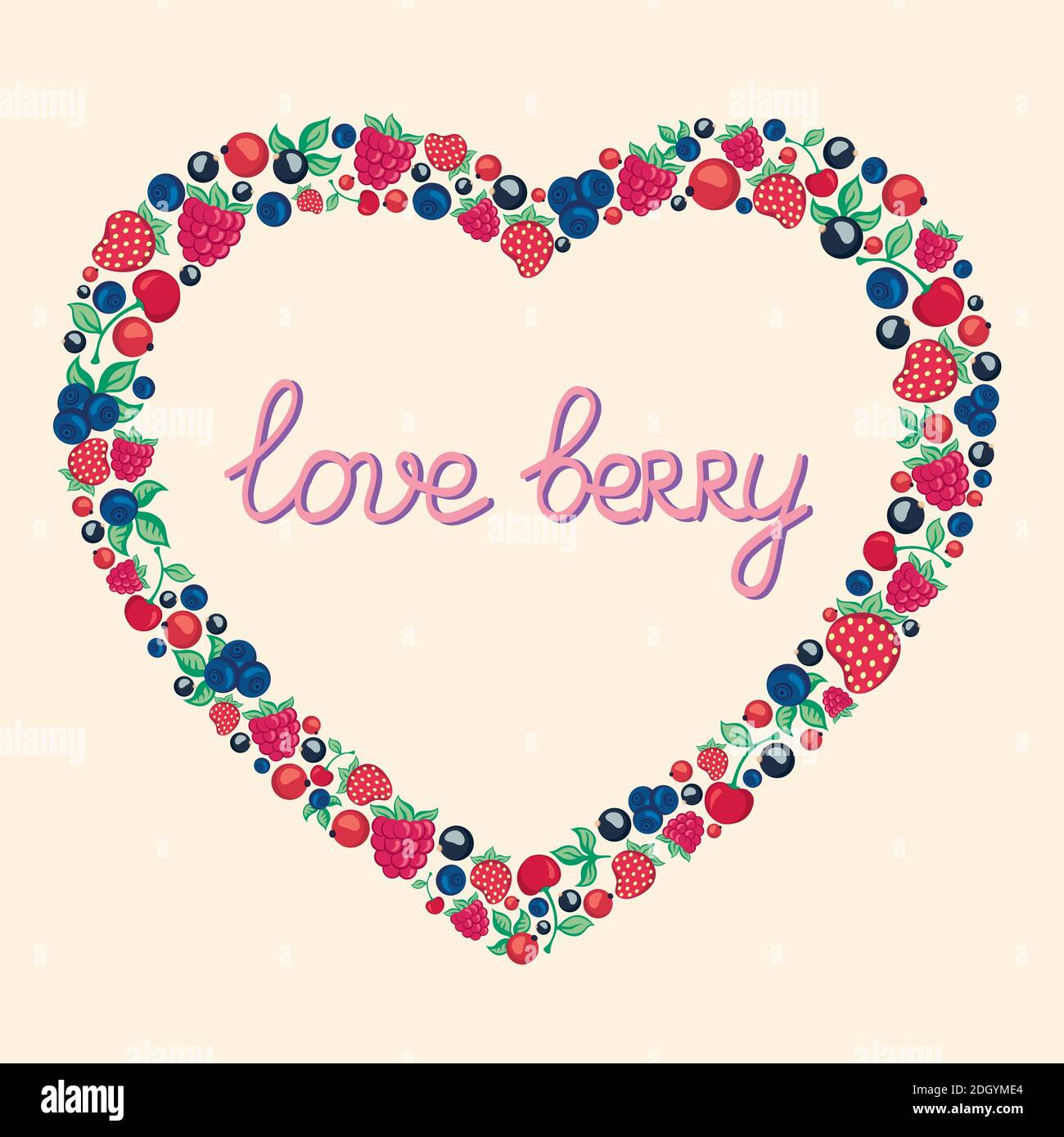 frame in a heart shape from berries and leaves Stock Vector Image & Art ...