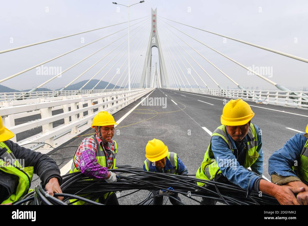Zhuhai. 9th Dec, 2020. Workers work at the construction site of the ...