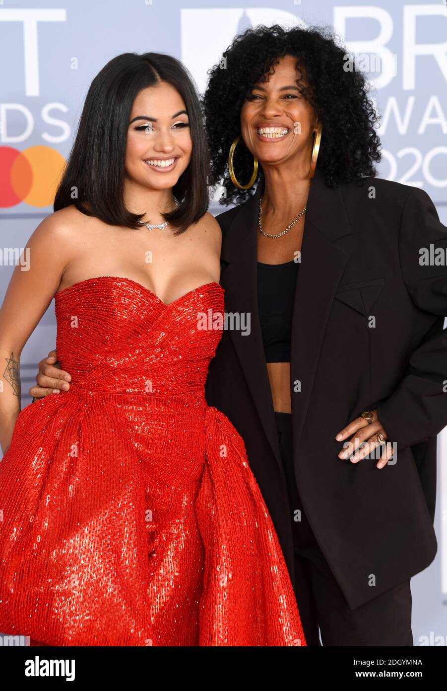 Mabel and Neneh Cherry arriving for the Brit Awards 2020 at the O2 ...