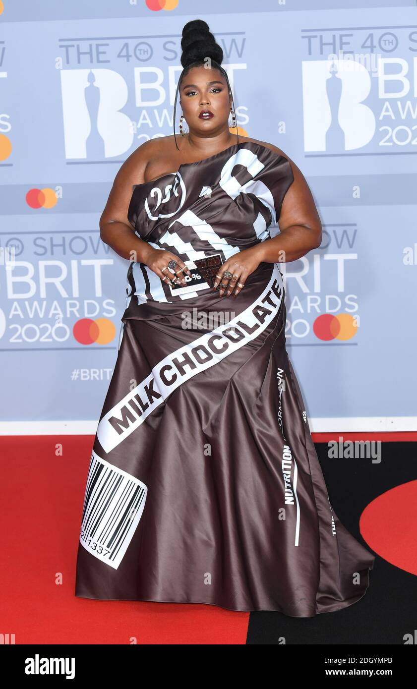 Lizzo arriving for the Brit Awards 2020 at the O2 Arena, London. Photo ...