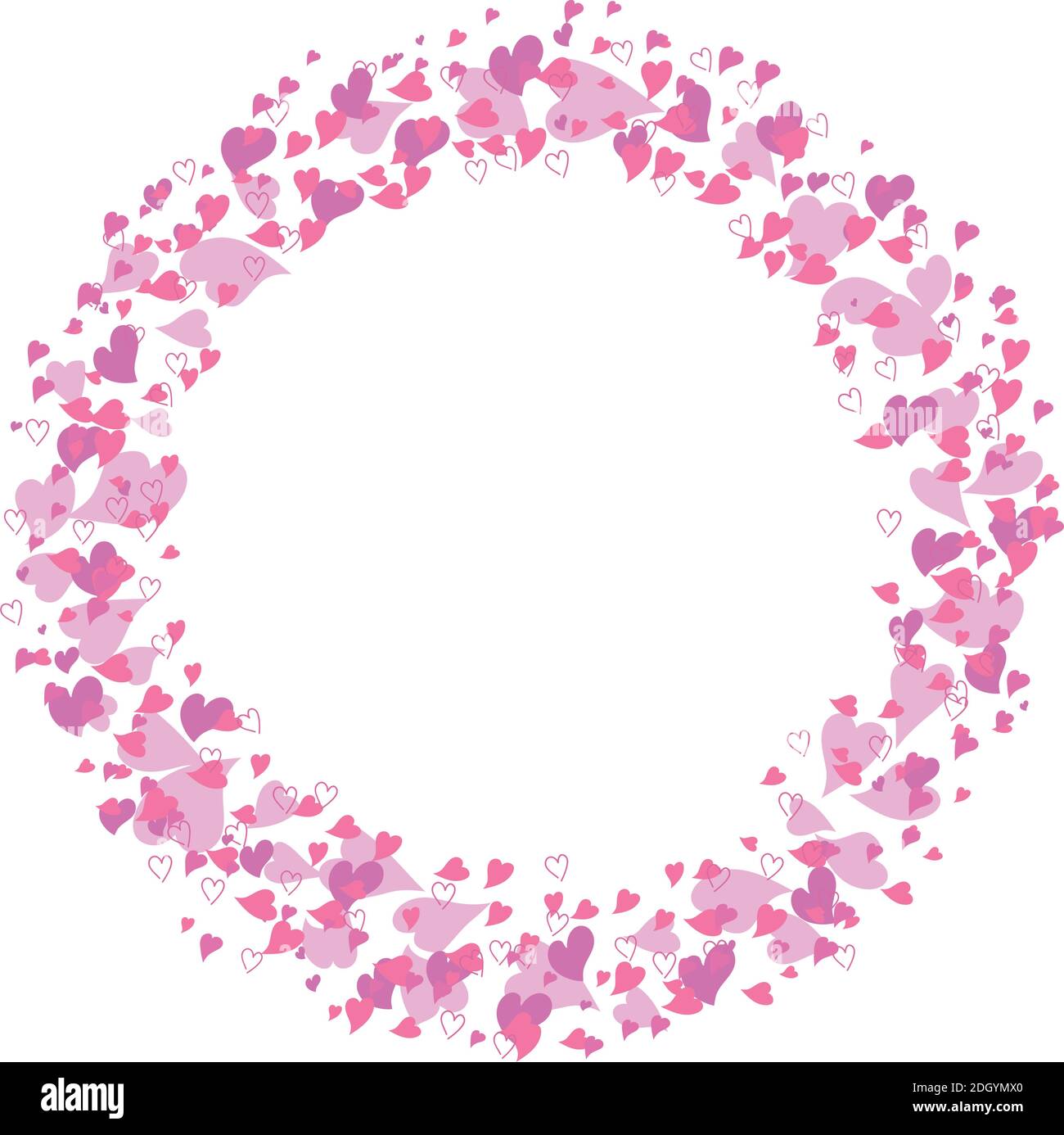 circle frame of hearts for Valentine. Template for card, poster, print ...