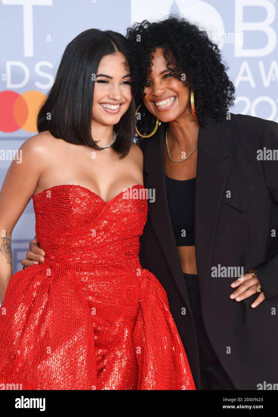 Mabel and mother Neneh Cherry arriving for the Brit Awards 2020 at the ...