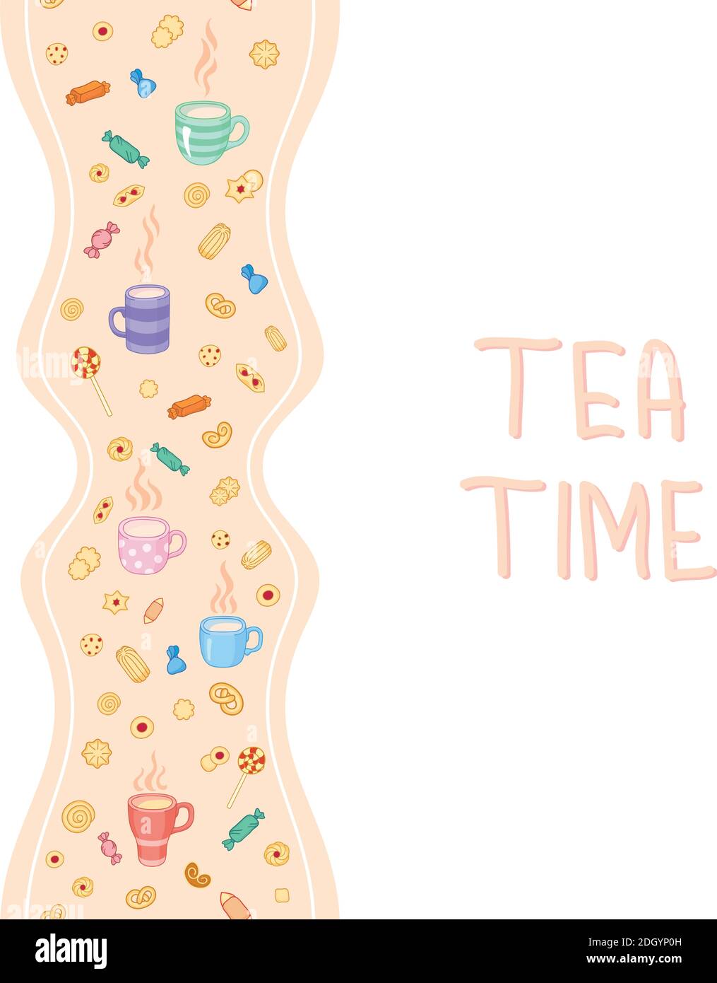 Color seamless border tea time. Template for card, poster, print Stock ...