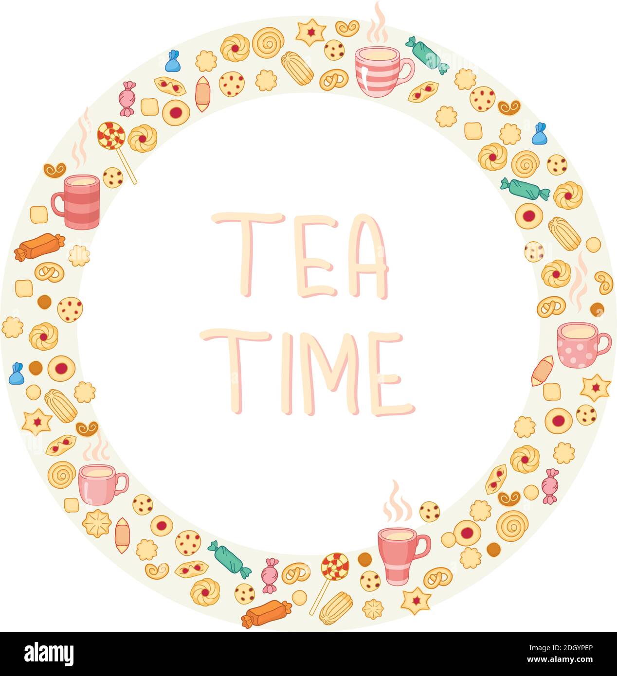 Color circle frame of tea and sweets Stock Vector Image & Art - Alamy