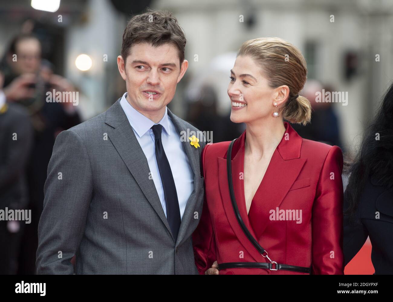Sam Riley and Rosamund Pike attending the UK Premiere of RADIOACTIVE at ...