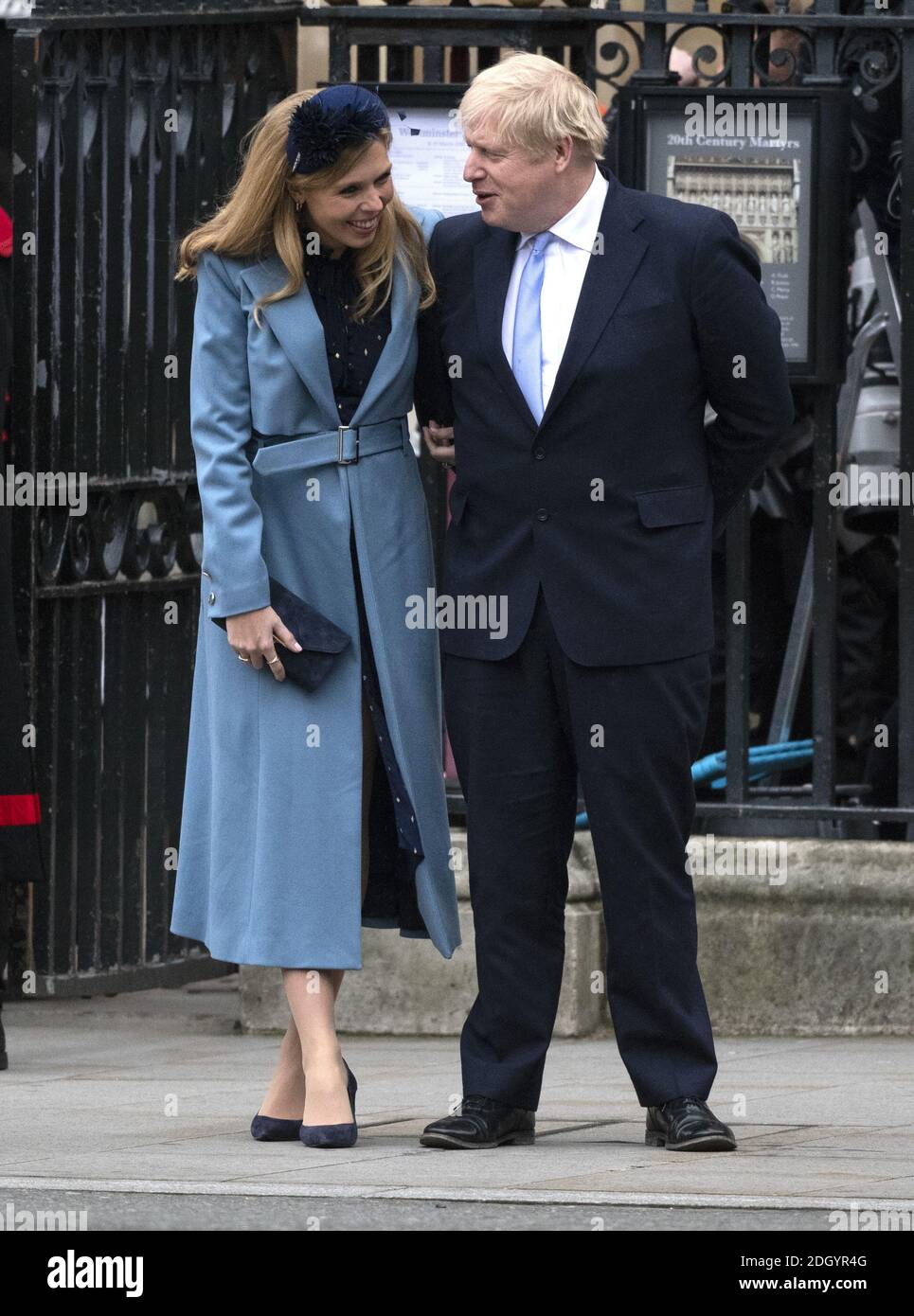Boris Johnson and Carrie Symonds leaving after the Commonwealth Day ...