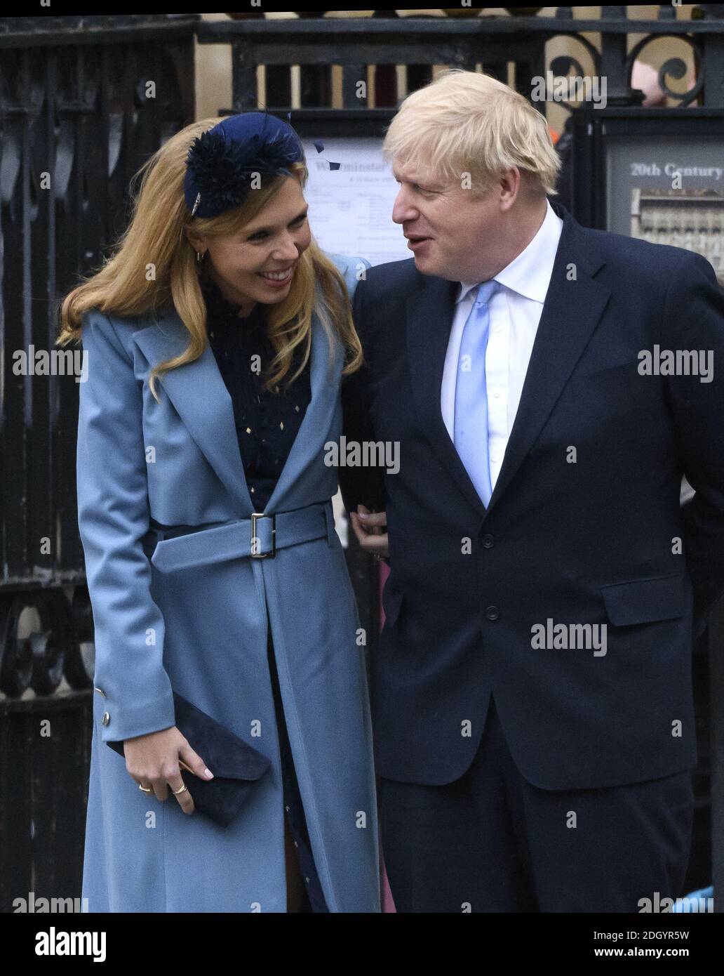 Boris Johnson and Carrie Symonds leaving after the Commonwealth Day ...