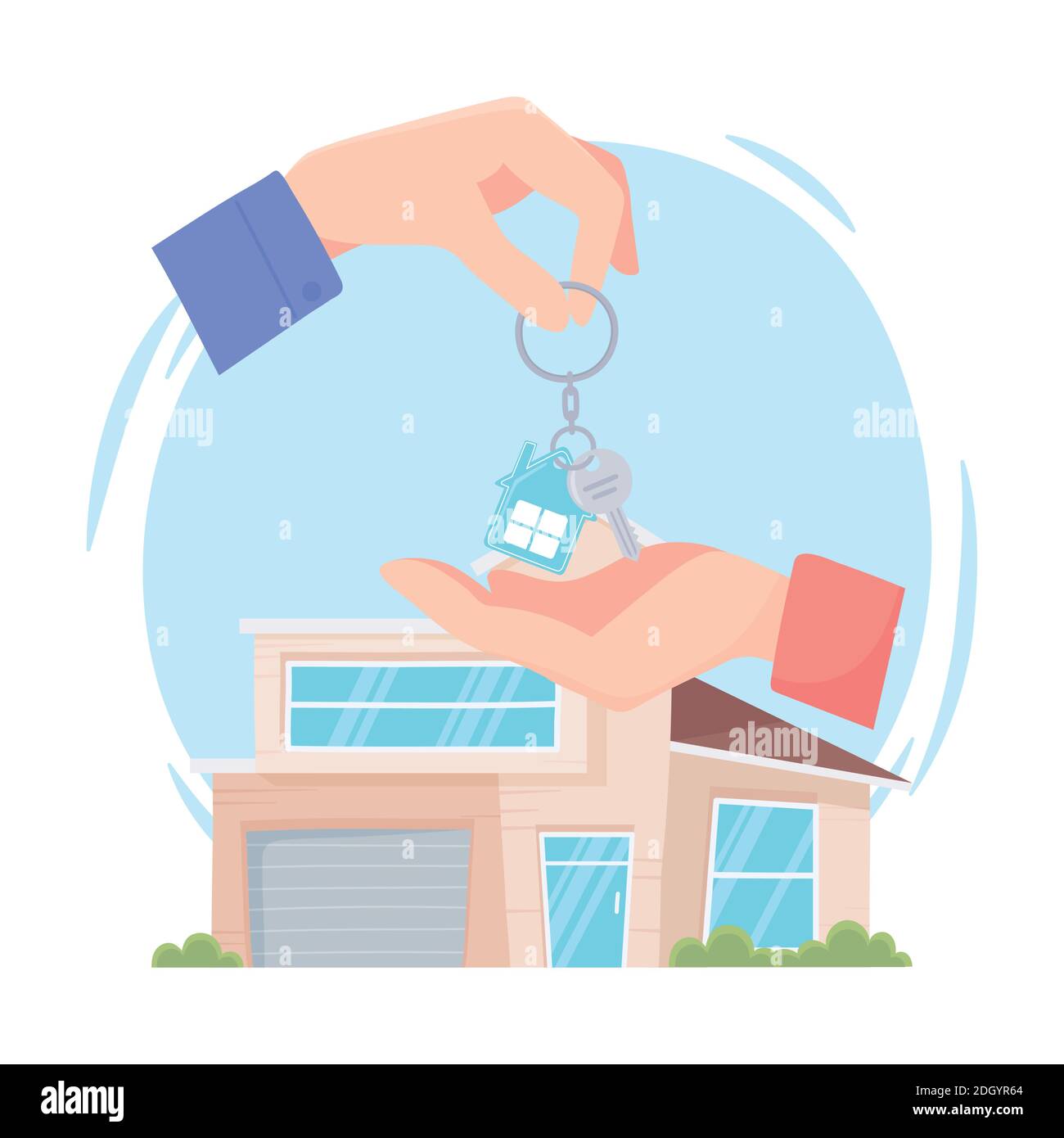 handing over the Key from a new home, modern house background vector ...