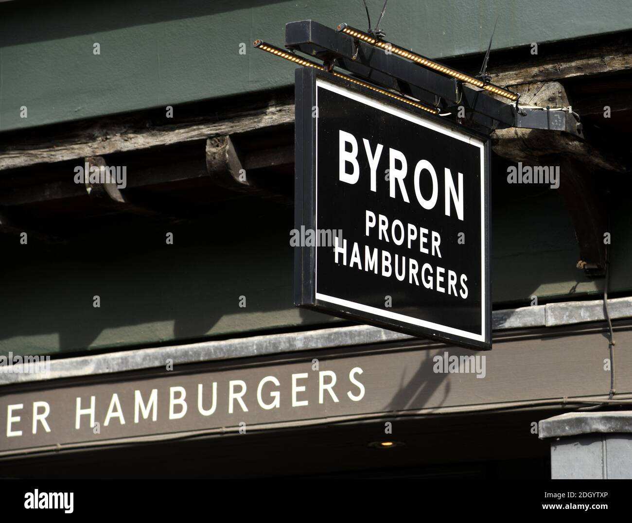 Byron Burger restaurant, Cambridge City Centre. Photo credit should ...