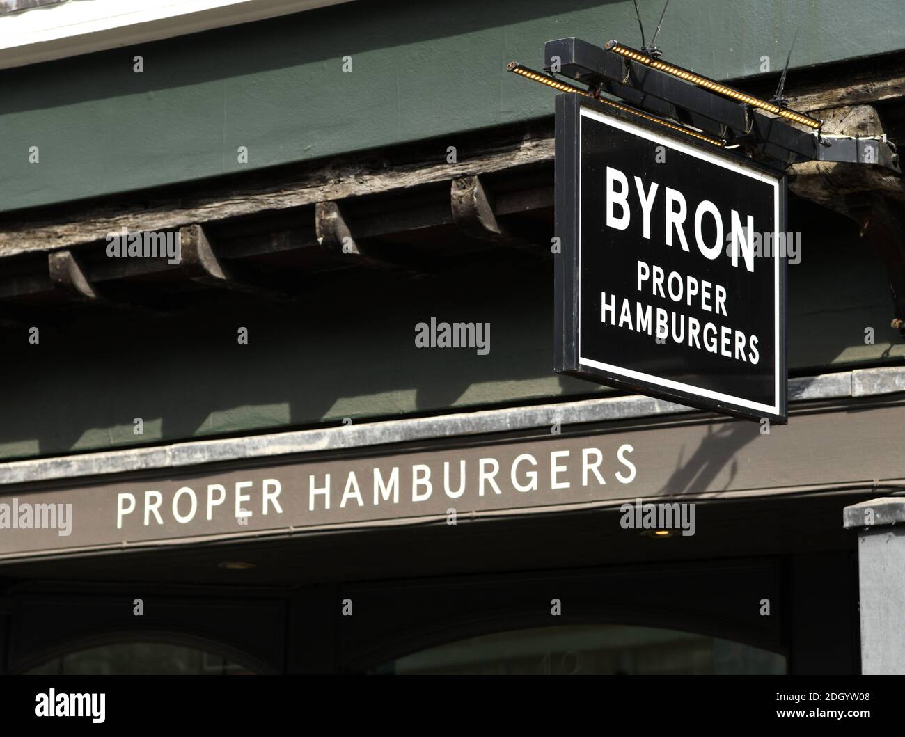 Byron Burger restaurant, Cambridge City Centre. Photo credit should ...