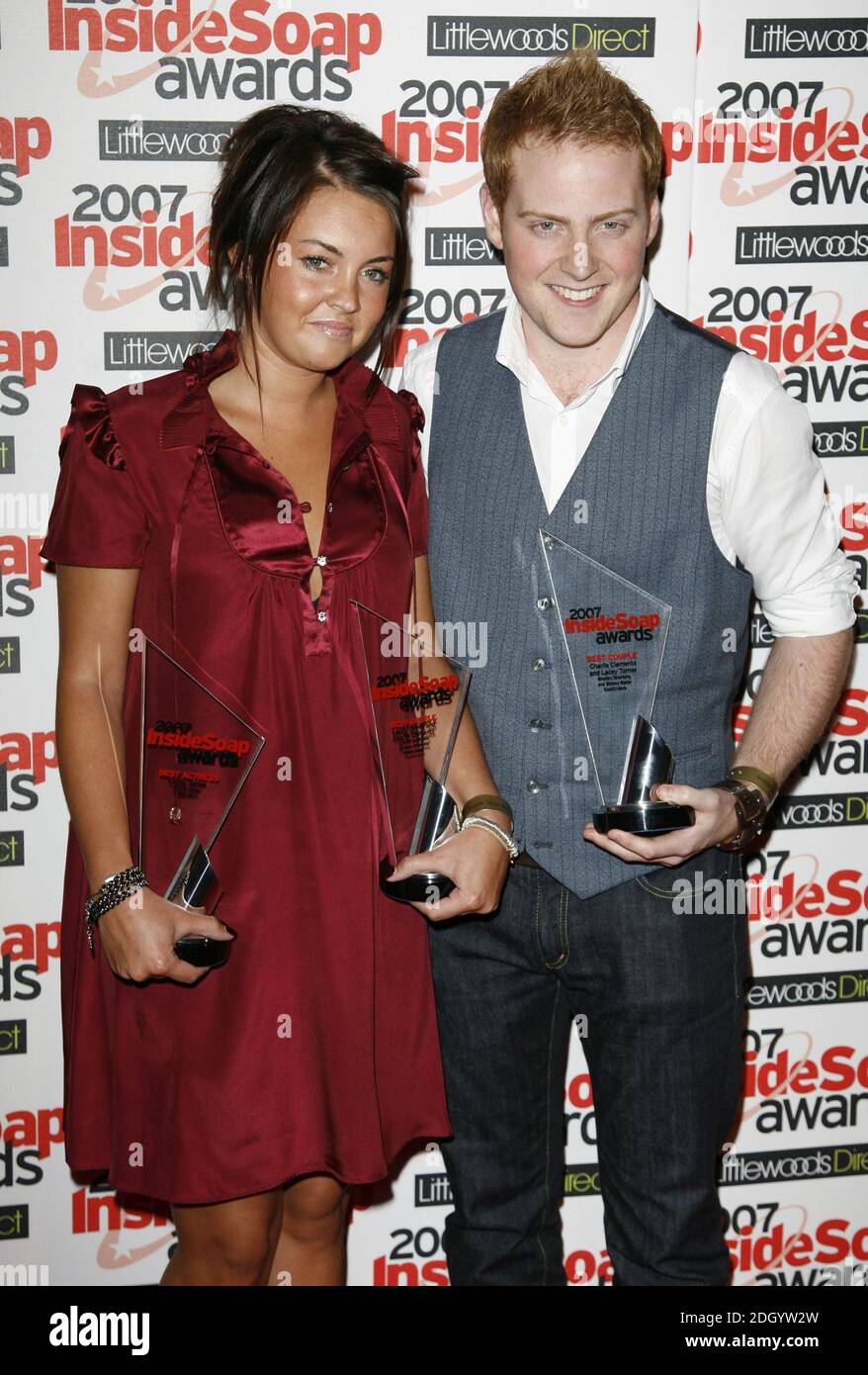 Lacey Turner and Charlie Clements with the awards for Best Actress and ...